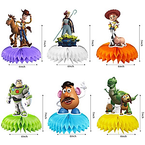 6Pcs Toy Storys Party supplies set Toy Storys Honeycomb Centerpieces Double Sided Table Topper for Toy Storys birthday party decoration Kids Baby Shower Birthday Party Decorations