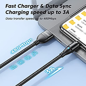 ODDADD Magnetic Charging Cable 3A Fast Charging[3Pack-10ft/10ft/10ft], 360° Rotating Magnetic Phone Charger Data Sync, Compatible with Micro USB, Type C, iProduct Devices