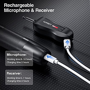 LEKATO Wireless Microphone, UHF Professional Microphones Rechargeable Metal Dual Wireless Microphone Dynamic Microphone System Set with Rechargeable Receiver for Karaoke Singing, Speech, Wedding