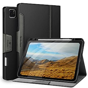 Antbox Case for iPad Pro 12.9'' 6th Generation (2022) 5th/4th/3rd Generation (2021/2020/2018), Built-in Pencil Holder Auto Sleep/Wake Function PU Leather Smart Cover (Black)