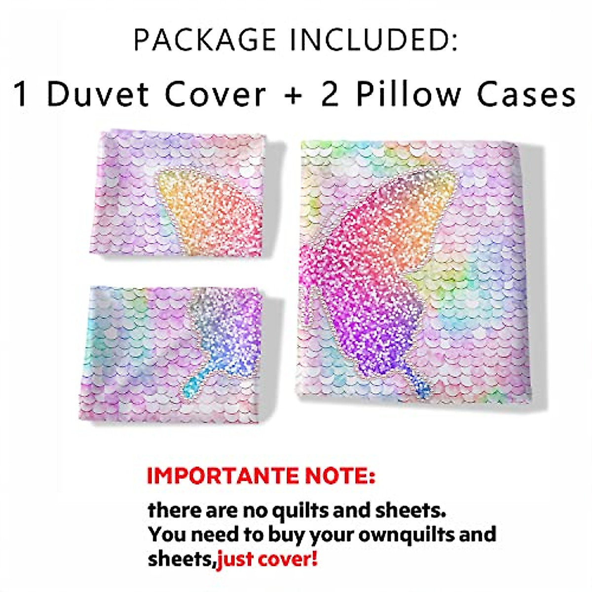 CVHOUSE Rainbow Butterfly Duvet Cover Twin Size,Rainbow Butterfly Bedding Set for Girls Kids Teens,Rainbow Butterfly Comforter Cover,1 Duvet Cover 2 Pillowcases 3 Piece