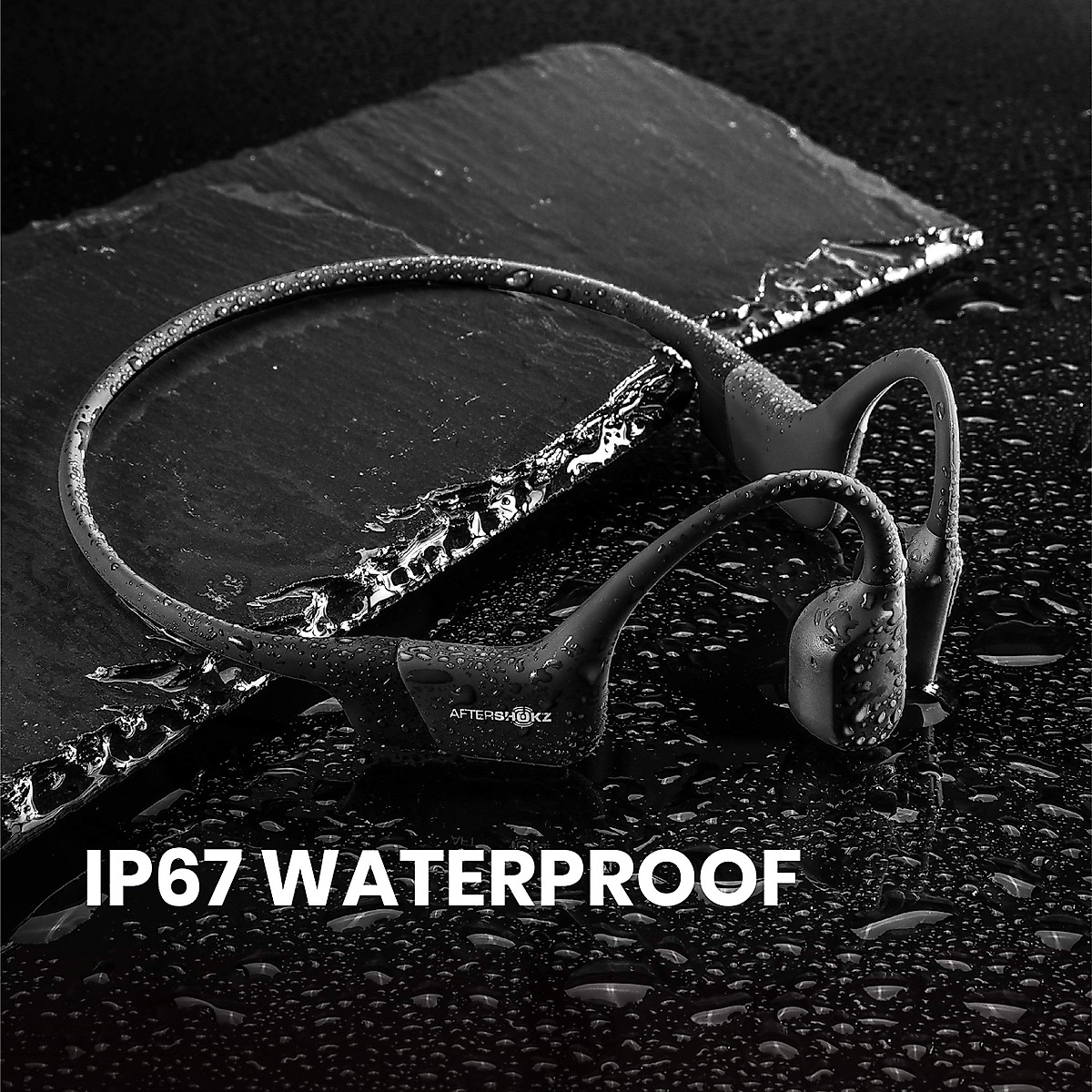 Aftershokz Aeropex (Rebranded as Shokz OpenRun) - Open-Ear Bluetooth Bone Conduction Sport Headphones - Sweat Resistant Wireless Earphones for Workouts and Running - Built-in Mic - with Sport Belt