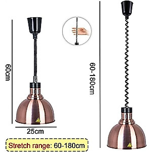 LINKANRUO Food Heat Lamp, Hose Retractable Food Heating Lamp, Commercial Food Warmer, Restaurant Supplies or Home Use Heating Lamp Food Service Lamps(A)
