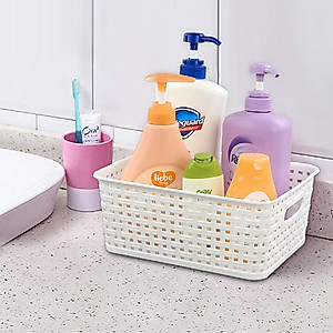 Pekky White Plastic Storage Basket, Kitchen Organizer, Set of 6