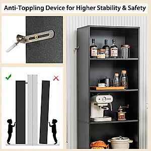 IFANNY 74" Tall Bookcase, Freestanding Open Bookshelf w/ 4 Open Shelves & 2 Drawers, Modern Display Shelf with Anti-Toppling Device, Wooden Book Shelf for Bedroom, Study, Living Room, Office