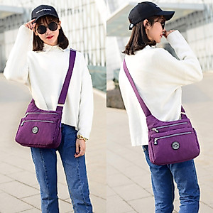 STUOYE Nylon Multi-Pocket Crossbody Purse Bags for Women Travel Shoulder Bag (Z187 Black)