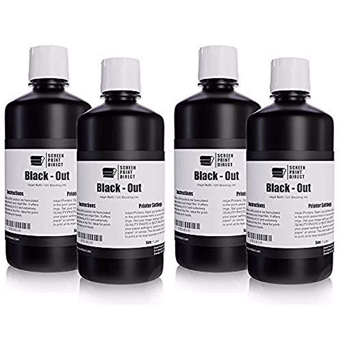 Screen Print Direct® UV Blocking Ink Refill (1 LTR) - Black Out Universal Inkjet Refill for Film Positives, High Opacity Black Ink for Waterproof Inkjet Film - Black Dye Ink Screen Printing Supplies
