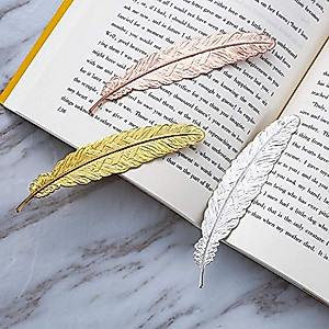 7 Pieces Metal Feather Bookmarks Assorted Metal Bookmark Feather Shape Book Marker for Adults and Kids (1 Set)