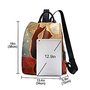 Mcyhzjd Backpack Purse, Lover Cats in The Moonlight Anti-theft Casual College School Ladies Fashion Shoulder Bag
