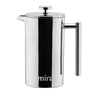 MIRA 12 oz Stainless Steel French Press Coffee Maker | Double Walled Insulated Coffee & Tea Brewer Pot & Maker | Keeps Brewed Coffee or Tea Hot | 350 ml