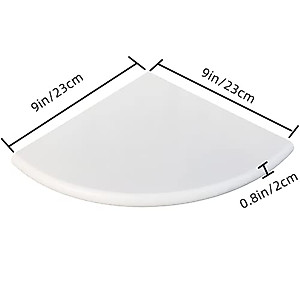GEOONA White Marble Corner Shower Shelf for Bathroom, 9'' x 9'' x 0.8'' Faux Marble Corner Shelves for Bathroom Wall Mounted Both Side Polished (1, White)