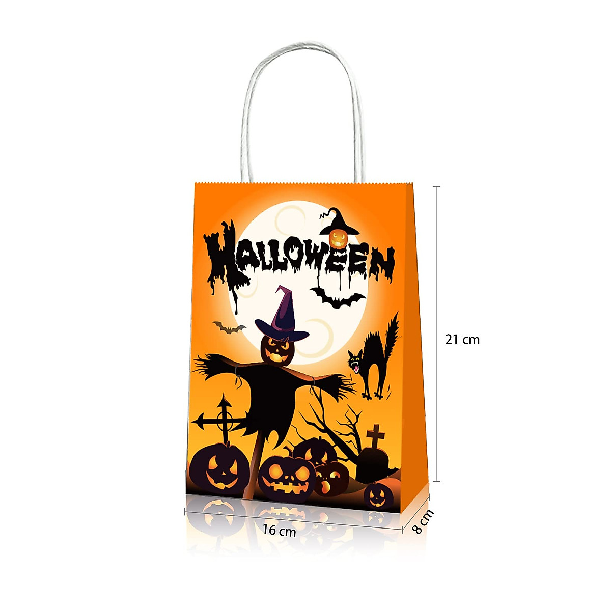 GGSELL 12 PCS Halloween Treat Bags for Kids Trick or Treat Candy Bags, Glow in The Dark Bags with Handles for Halloween Party Favors
