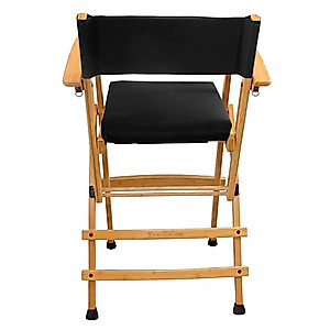 Hollywood Chairs Bamboo Wood Foldable Director's Chair, 32" Tall Folding Chair, Black