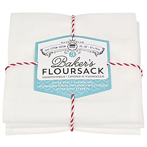 Now Designs Bakers Floursacks, Set of Three, Unbleached White, Set of Three