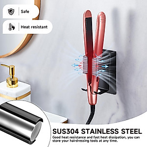 Curling Iron Holder Wall Mount, Hair Tool Organizer for Styler Attachments Organizer, Hair Dryer Holder, Stainless Steel Hair Straightener Holder, Blow Dryer Holder Storage for Flat Iron, Curling Wand