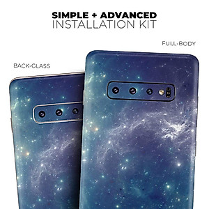 DesignSkinz Subtle Blue and Green Nebula Protective Vinyl Decal Wrap Skin Cover Compatible with The Samsung Galaxy S20 (Screen Trim & Back Glass Skin)