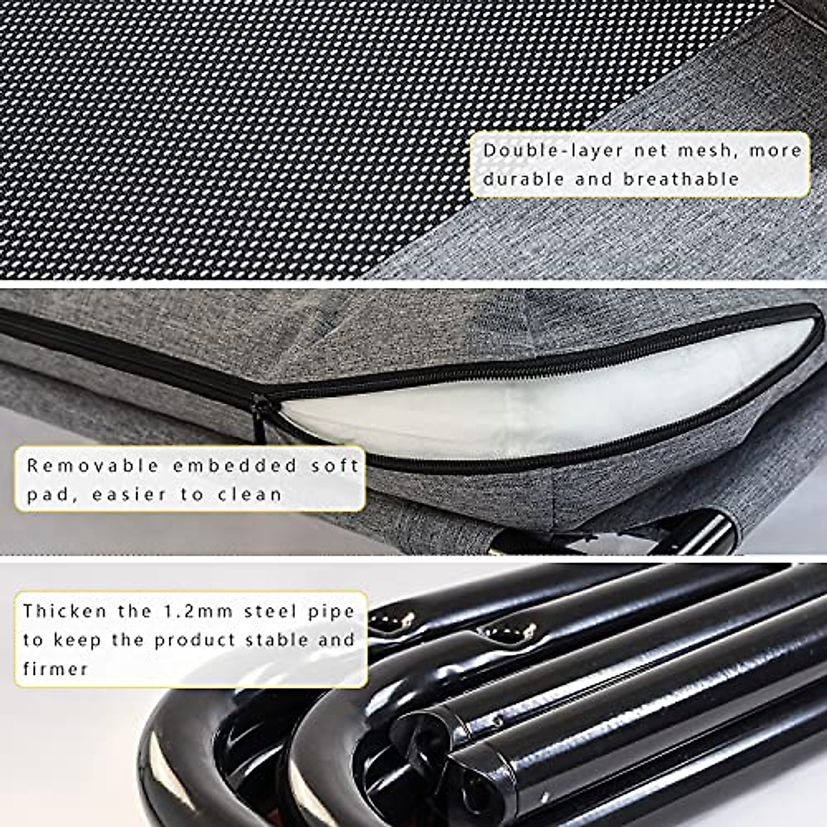 objoy Original Elevated Dog Bed Protable Raised Pet Cots with Soft Side for Large Medium Small Dogs, Sturdy Frame& Breathable Mesh for Indoor Outdoor Use (L)