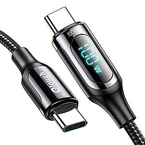 6ft USB C Cable, 5A PD100W Super Fast Charging Cable Type C to Type C Cable with LED Display USB C Charger Cord for MacBook Pro Air i Pad Thunderbolt Samsung Galaxy Switch PS5 USB C Device