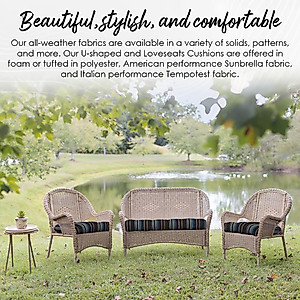 RSH DECOR: Tufted U-Shape Wicker Seat Cushions Set of 2 | 19” x 19” | All-Weather Spun Fabric | Water-Resistant | Outdoor Chair Cushions for Patio Furniture | Gregoire Fresco