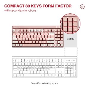 DeLUX 80% Wireless Mechanical Keyboard - RGB Backlit, Hot Swappable 89 Keys, US Layout, Linear, Quiet Yellow Switches, PBT Keycaps - Multi-Device Gaming (KM18-Pink)