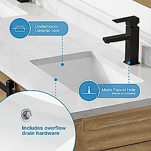 OVE Decors Edenderry 72" Double Undermount Sink Bathroom Vanity with Cultured Marble Countertop and Barn Doors, Pre-Assembled | Backsplash Included | 03 Drawers and Power Bar, 72 inches, Rustic Almond