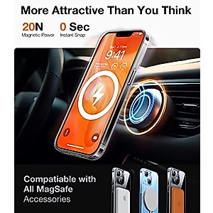 TORRAS UPRO Ostand Magnetic iPhone 14 Case/iPhone 13 Case [Compatible with MagSafe] [MIL-Grade Shockproof] [Anti-Yellowing Tech] Clear Case for iPhone 14/iPhone 13, 6.1'', Diamond Clear