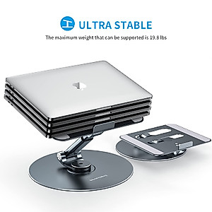 SmartDevil Laptop Stand for Desk, Adjustable Height to 20'', Computer Stand for Laptop, Laptop Riser with 360 Rotating Base, Portable Laptop Holder for MacBook Air Pro, All Laptops up to 17 inches