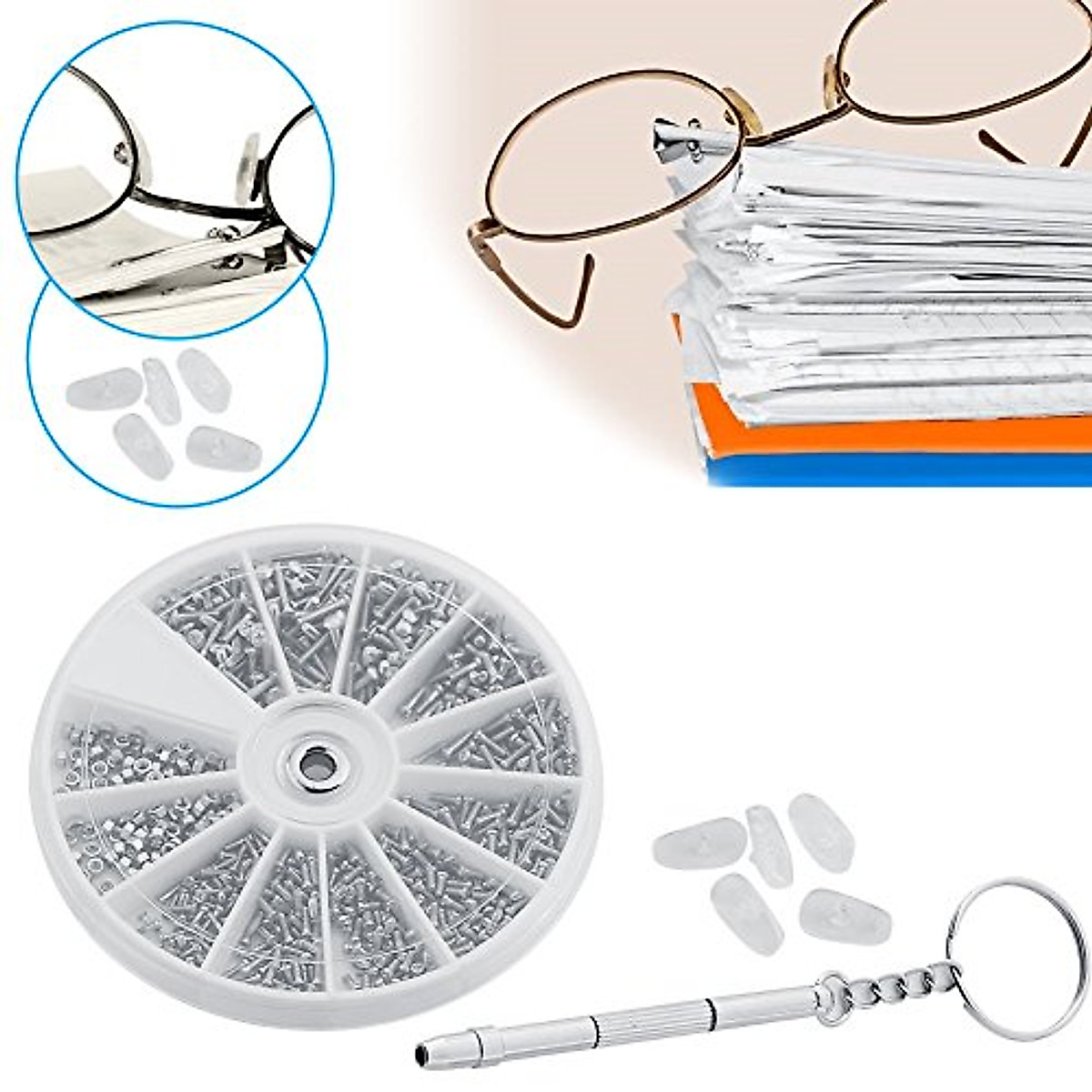 Professional Watch Eyeglass Repair Kit with Stainless Steel Screws Nuts Assortment + Nose Pad + Screwdriver