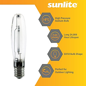 Sunlite 03634-SU LU250/MOG 250 Watt High Pressure Sodium Light Bulb, Mogul Base (E39), ANSI Code S50, 28000 Lumen, 24000 Life Hours, Clear, 2100K