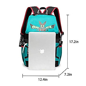 blackniuniu MHA Backpack Izuku Midoriya Backpack BNHA Backpack My Hero Backpack with Izuku Journal Notebook, Green, Large
