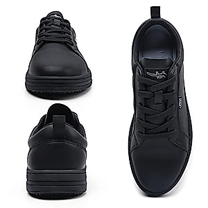 LMQLZHYC Men's and Women 'S Non Slip Work Shoes Slip Resistant Food Service Shoes Chef Shoes Nursing Shoes Size 6.5 Black
