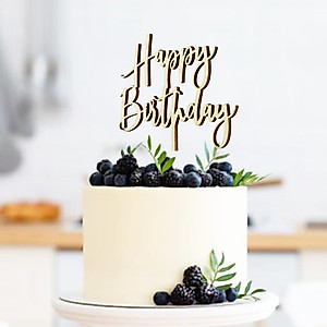 CC TOWN Wooden Happy Birthday Cake Toppers, Birthday Party Decoration Supplies, Premium Quality Decoration(Design 02)