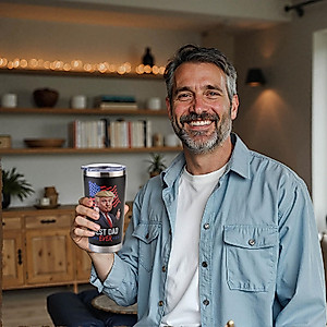 Polmmys Fathers Day Gift from Daughter, Son - Dad Birthday Gift, Best Dads Ever, Trump Tumblers for Men, Dads Coffee Cup for Birthday Christmas Presents Ideas - 20oz Trump Merchandise Dads Travel Mug