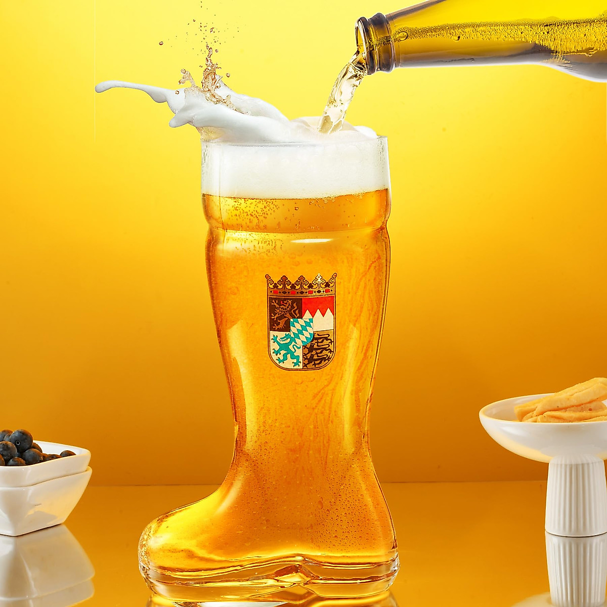 Burns Glass Das Boot Beer Glass for Oktoberfest, 1.35 Liter Large Beer Mug, Funny Restaurants German Stein Beer Glasse Great Bachelor Party Gift, Set of 1