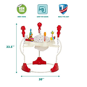 Dream On Me Zany 2-in-1 Baby Activity Center and Bouncer in White and Black Print, Sturdy and Strong Frame, 3 Height Positions, 360° Rotating Seat, 12 Songs with Flash Lights