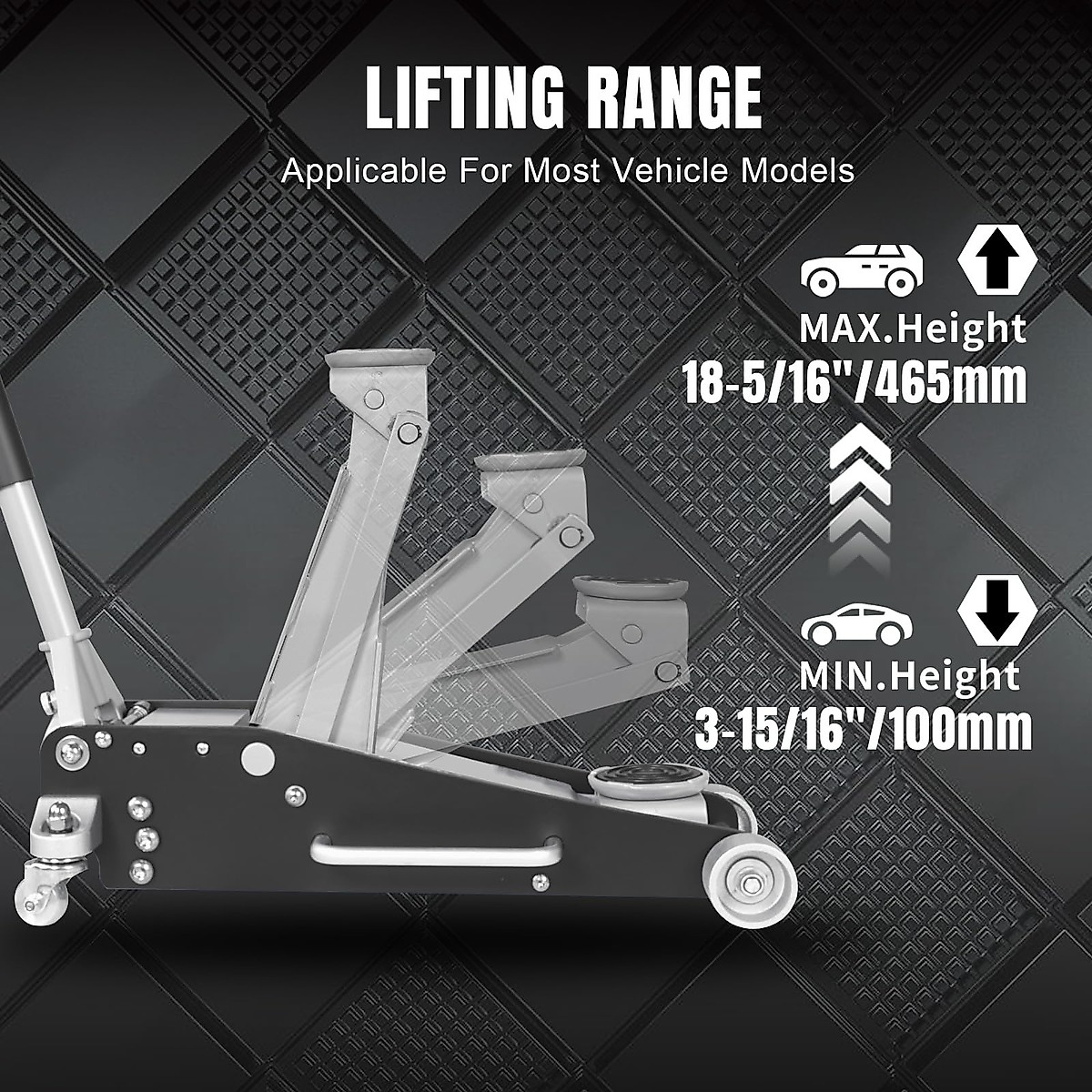 Torin T84025B Hydraulic Low Profile Aluminum and Steel Racing Floor Jack with Dual Piston Quick Lift Pump, 2.5 Ton (5,000 lb) Capacity, Black