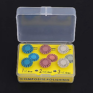 YWBL-WH 6 Pcs Mixed Dental Composite Resin Polishing Disc Kit Spiral Brush Burs with Plastic Storage Box