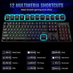 XYLXJ Computer Keyboard and Mouse Combos, Wired Gaming Keyboard Mechanical Feeling Backlit Keyboards USB Keyboard Waterproof Computer Game Keyboards