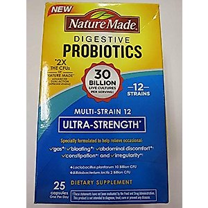 Nature Made Digestive Probiotics Ultra-Strenth, 25 Capsules (Pack of 2)