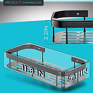 Wall Shower Caddy - Adhesive Shower Racks - Adhesive Bathroom Shelves - Shower Caddies Shelve - Rust-Proof - No Drilling - Simple Minimalistic Design - Black - 2-Pack