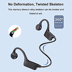 Bone Conduction Headphones Open Ear Wireless Earbuds Bluetooth IPX7 Waterproof Sports Earphones Lightweight Long Battery Life Ear Buds for Running Hiking Driving Workouts Android iOS Red