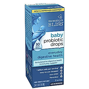 Mommy's Bliss Baby Probiotic Drops Everyday - Gas, Constipation, Colic Symptom Relief - Newborns & Up - Natural, Flavorless, 0.34 Fl Oz
