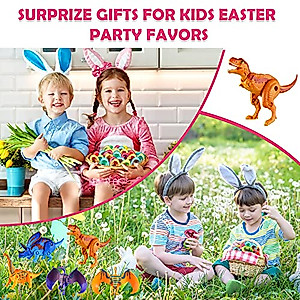 Dinosaurs Easter Eggs Stuffer 8 Pack, Jumbo Easter Basket Stuffers Easter Eggs Filled, Cute Easter Party Favors for Boys Girls Dinosaur Toys, Colorful Easter Gifts for Toddler Kids Easter Egg Hunts