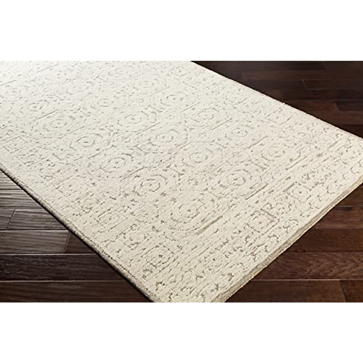 Hauteloom Muleshoe Wool Living Room, Bedroom Area Rug - Modern Farmhouse Transitional Soft Carpet - Beige, Cream, Light Brown - 9' x 12'