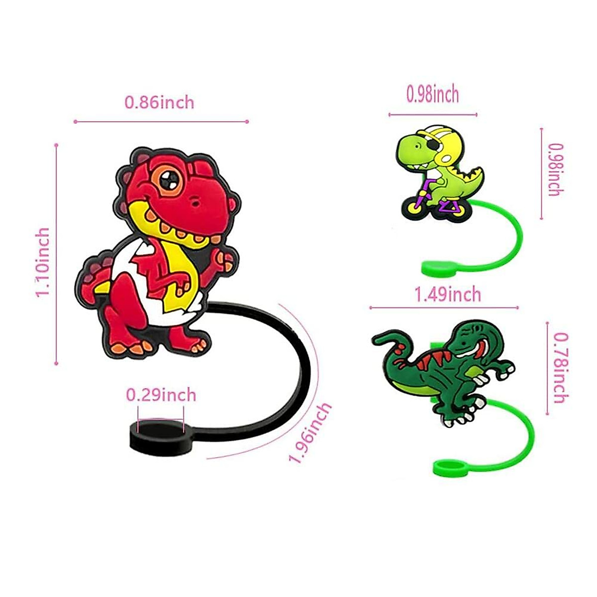 20pcs Silicone Dinosaur Straw Cover Pack Reusable Drinking Straw Caps Lids Dust-Proof Straw Plugs for Straw Tips for Kids Birthday Party Favors School Carnival Reward Prizes Decoration Supplies