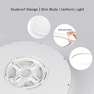 Roomratv Flush Mount Ceiling Light Fixture with Remote Control, Nightlight Warm 3000K, Hardwired 12inch 28W Round, 3000K-6500K Light Color Changeable, Brightness(10% to 100%) Adjustable