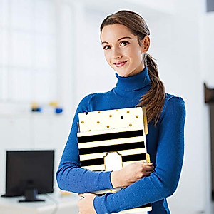 BARKER CREEK Designer File Folders Set of 12, Gold, Multi-Design Set with Gold Designs on Outside, Gold Tabs and Cream on Inside, Letter-Size File Folders, 1/3 Cut Tabs, Pack of 12 (1337)