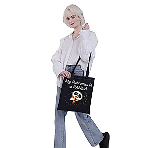 VAMSII Panda Lover Gifts Tote Bag My Patronus is a Panda Shoulder Bag Funny Panda Gifts Panda Bear Gift Bag (Tote Bag)