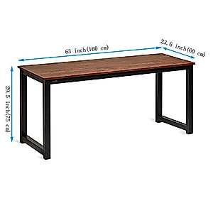 Decoholic Computer Desk 47" PC Laptop Study Table Office Desk Workstation for Home Office,with Leg Bars,Modern Industrial Style,Sandalwood Board Black Leg