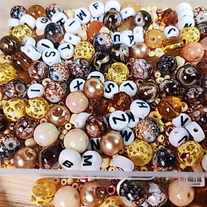 750 Pcs Glass Beads for Bracelets with 200 Acrylic Letters,Mixed Craft Beads Jewelry Making Kit, Glass Beads Bracelet Making Kit, 8mm Round Cystal Beads with Seed Beads for DIY Working